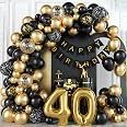 Amazon.com: 40th Birthday Decorations for Men Black and Gold Balloons ...