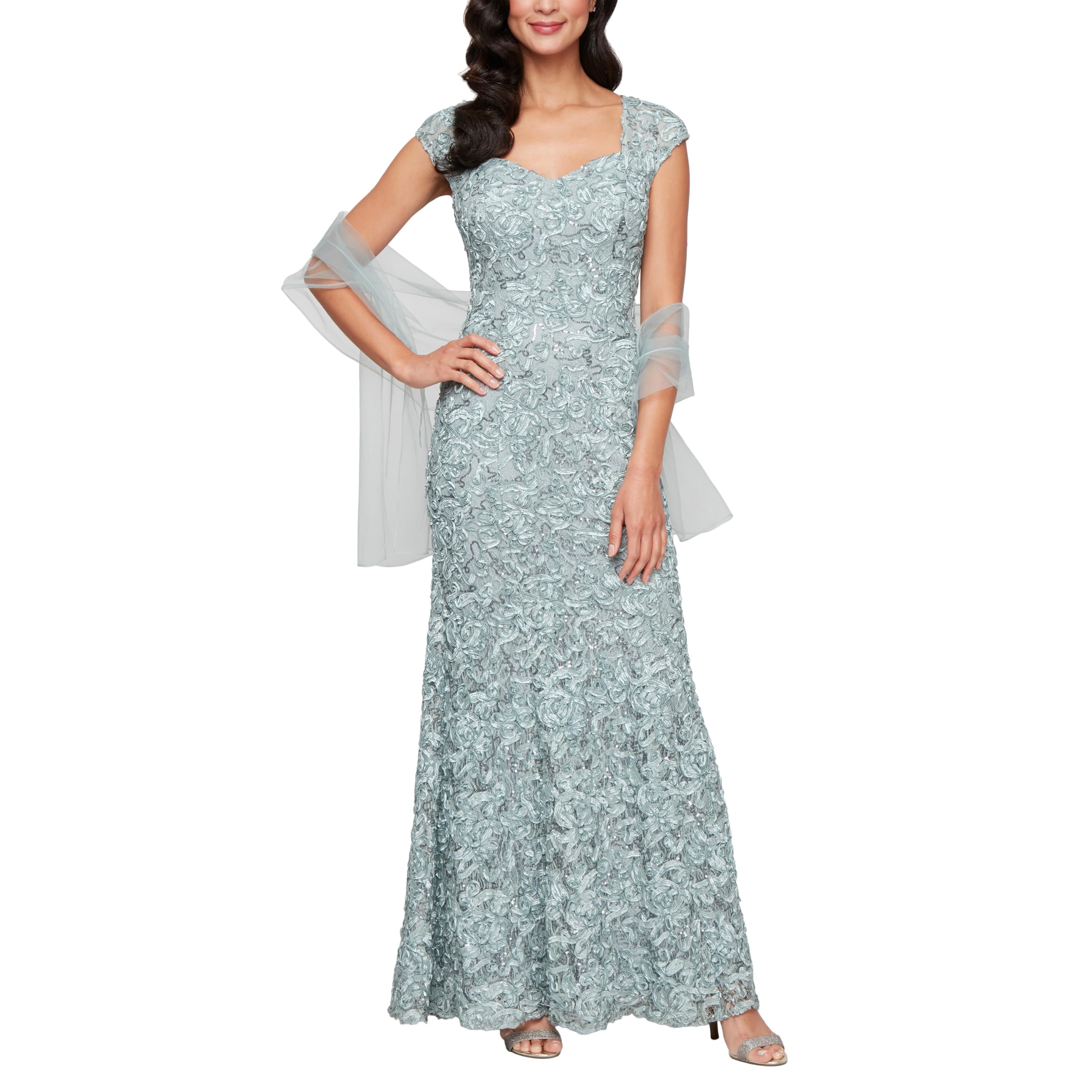 Alex Evenings Women's Long Sleeveless Mother of The Bride Dress with ...