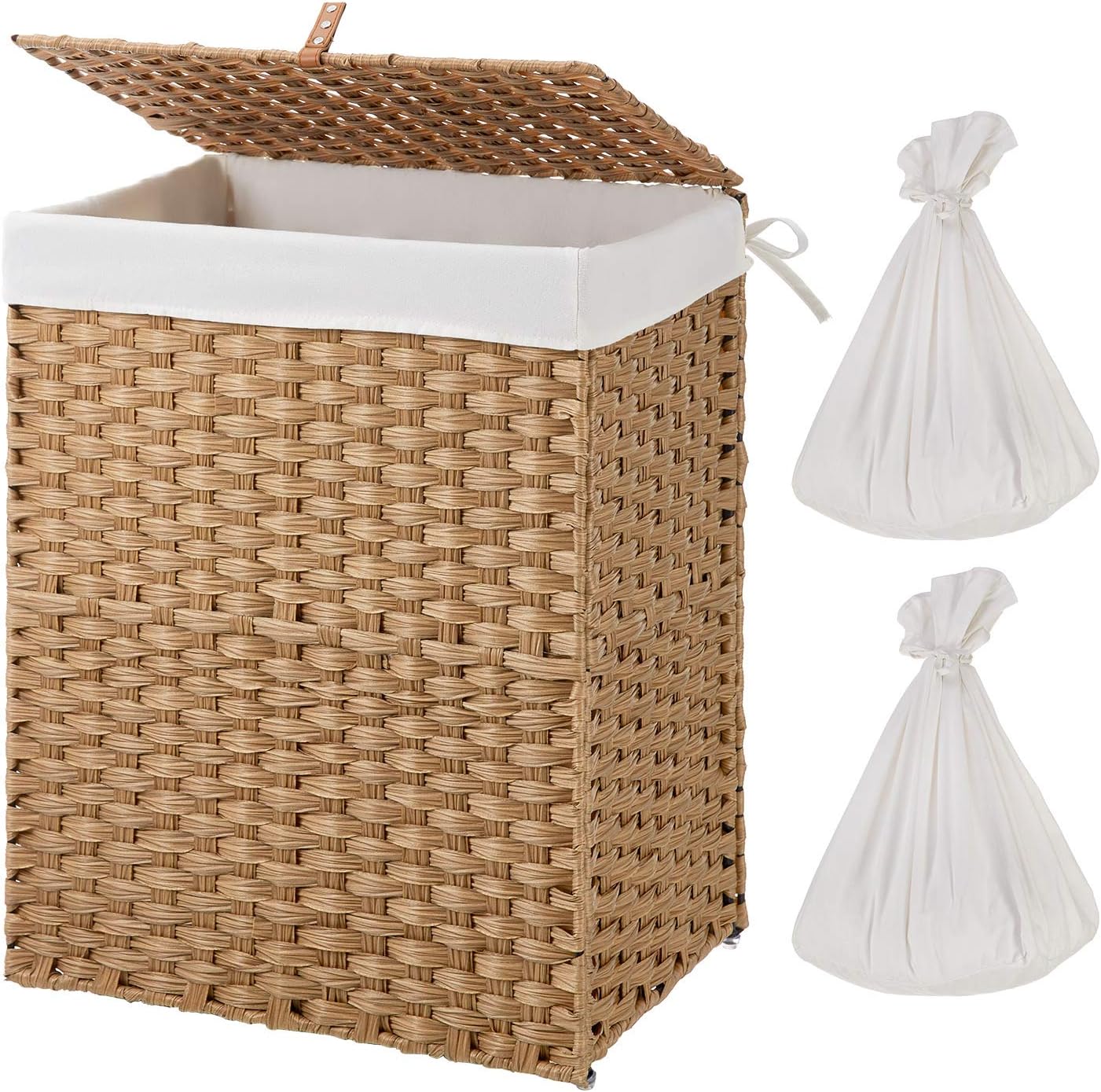 Greenstell Handwoven Laundry Hamper With Removable Liner Bag Rattan