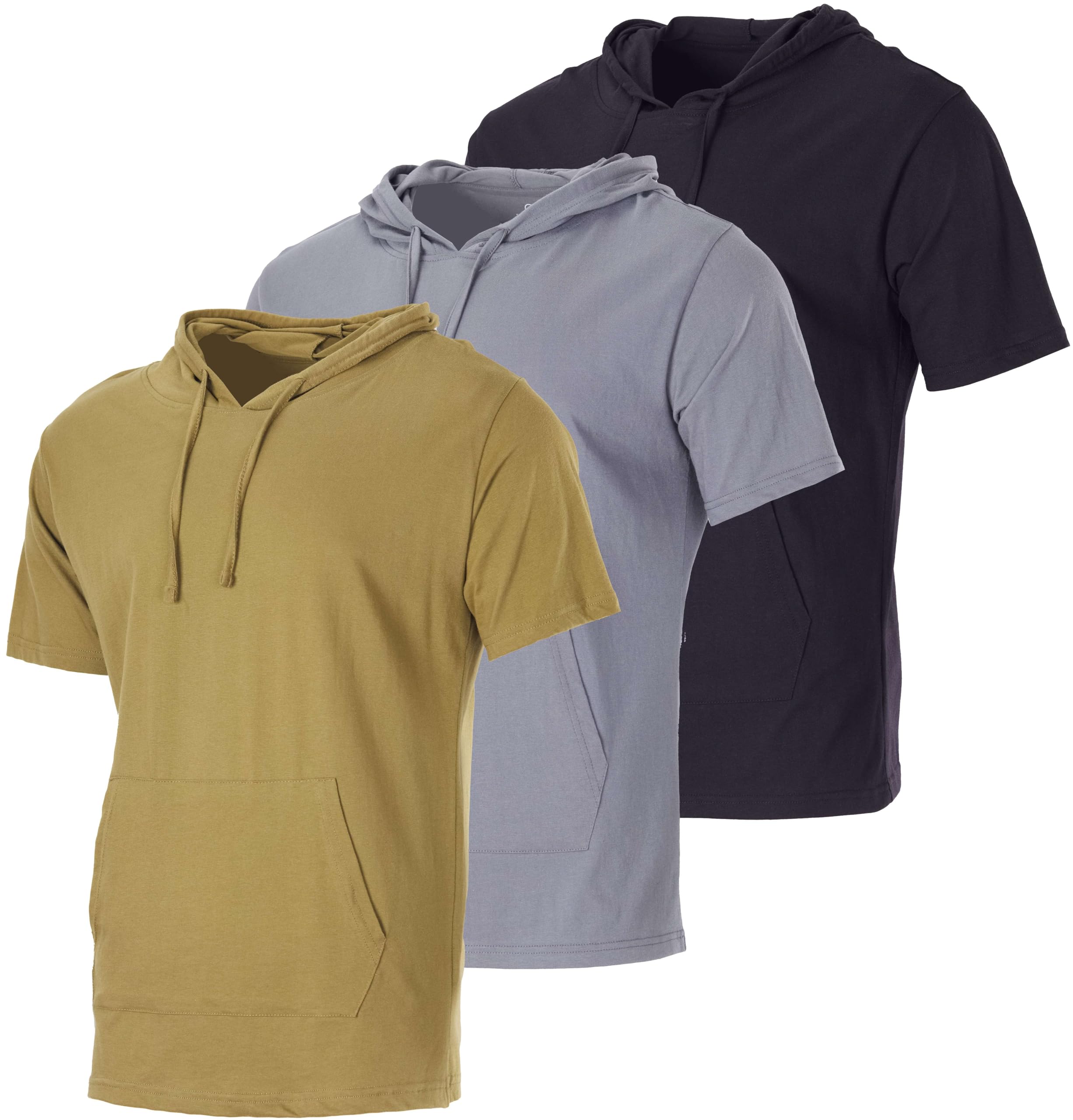 Real Essentials 3 Pack Mens Hoodies Hoodie Workout Short Sleeve ...