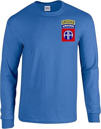 82nd Airborne RANGER Army Paratrooper Royal Blue Long Sleeve Shirt USA ...