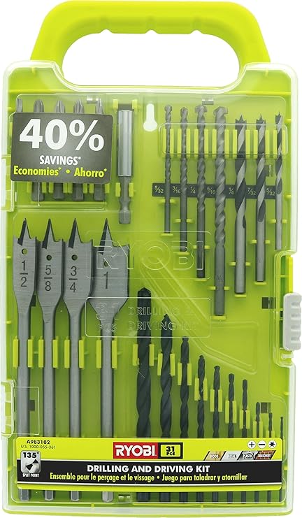 Ryobi A983102 31-Piece Black Oxide Drilling and Driving Bit Kit for ...