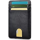 Amazon.com: Buffway Mens Slim Wallet, Minimalist Thin Front Pocket ...