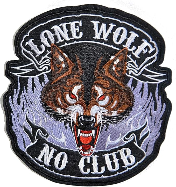 Lone Wolf No Club Embroidered Cloth Iron On Patch Motorcycle 28 X 26 cm ...