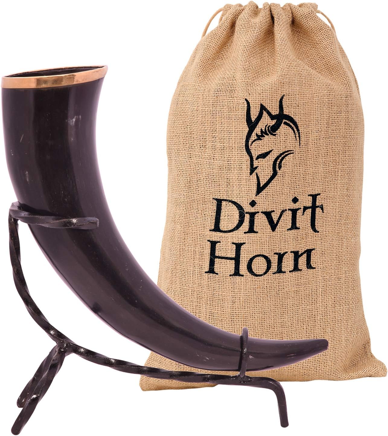 Divit Echtes Wikinger-Trinkhorn mit Eisenständer | Authentisches ...