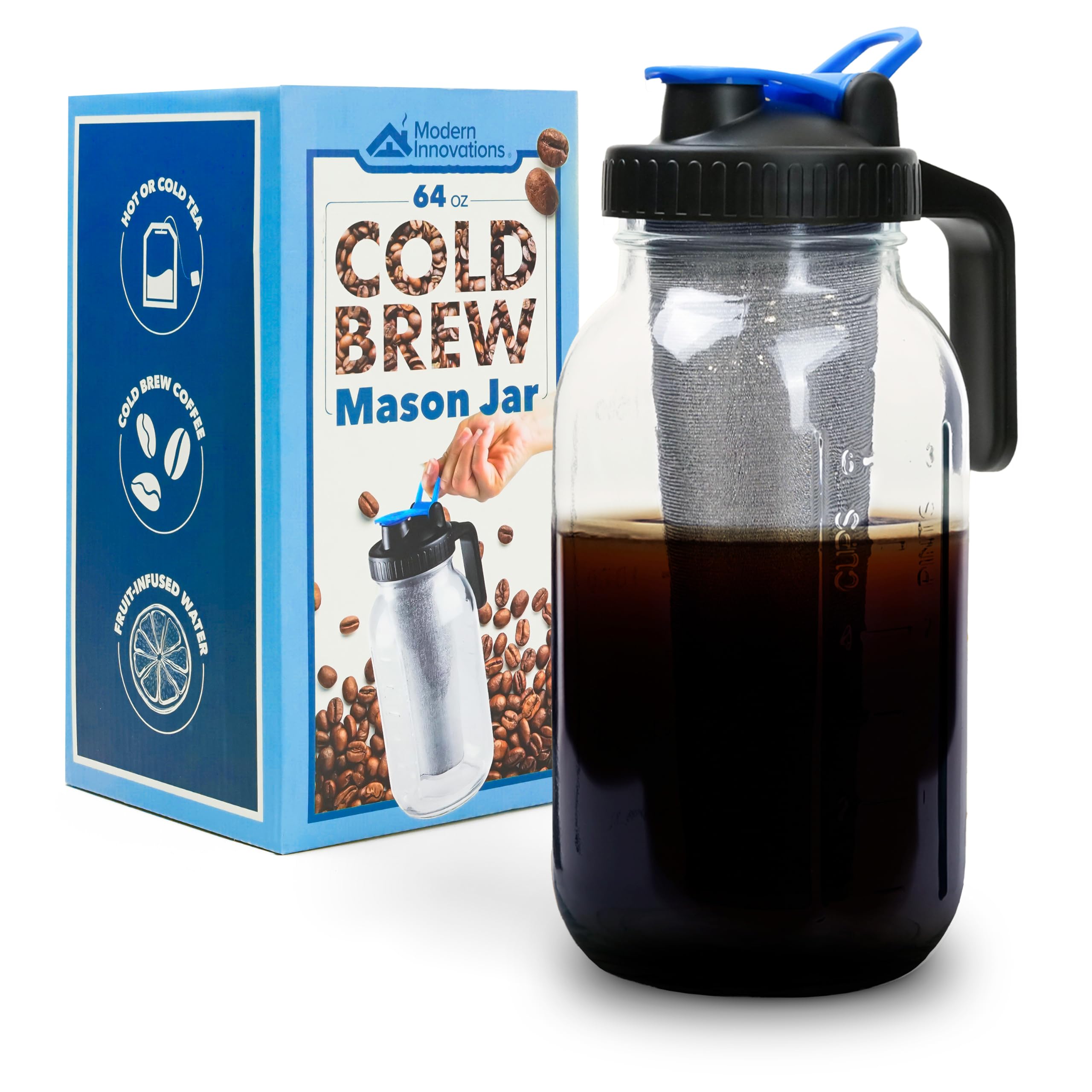Mua Cold Brew Mason Jar (64 oz) Ice Coffee Making at Home, 2 Quart Cold ...