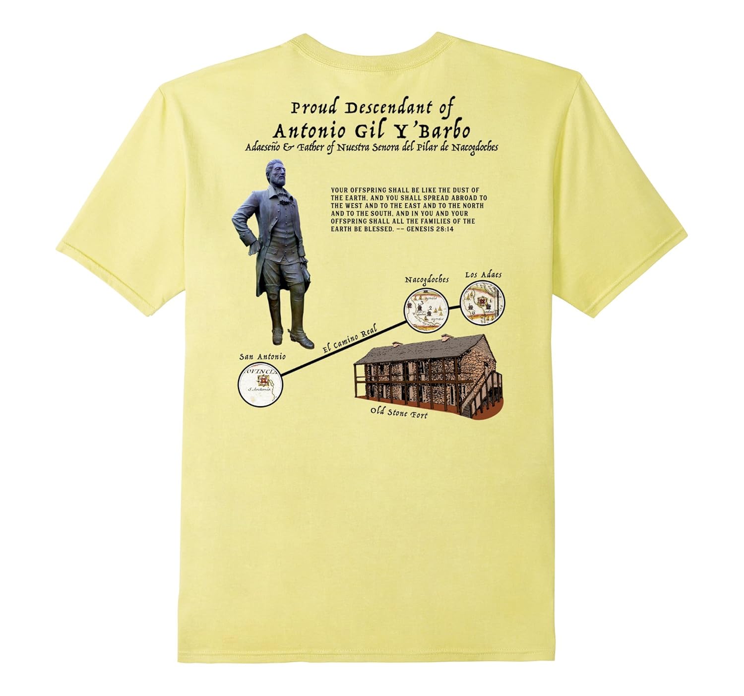 Proud Descendant of Antonio Gil Y’Barbo T-Shirt – BACK-BN – Banazatee