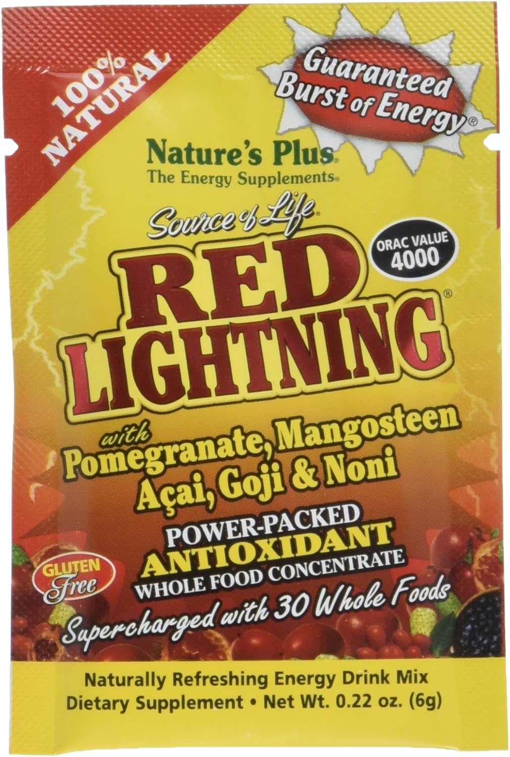 Amazon.com: Nature's Plus Red Lightning Powder Packet, 20 Count: Health ...
