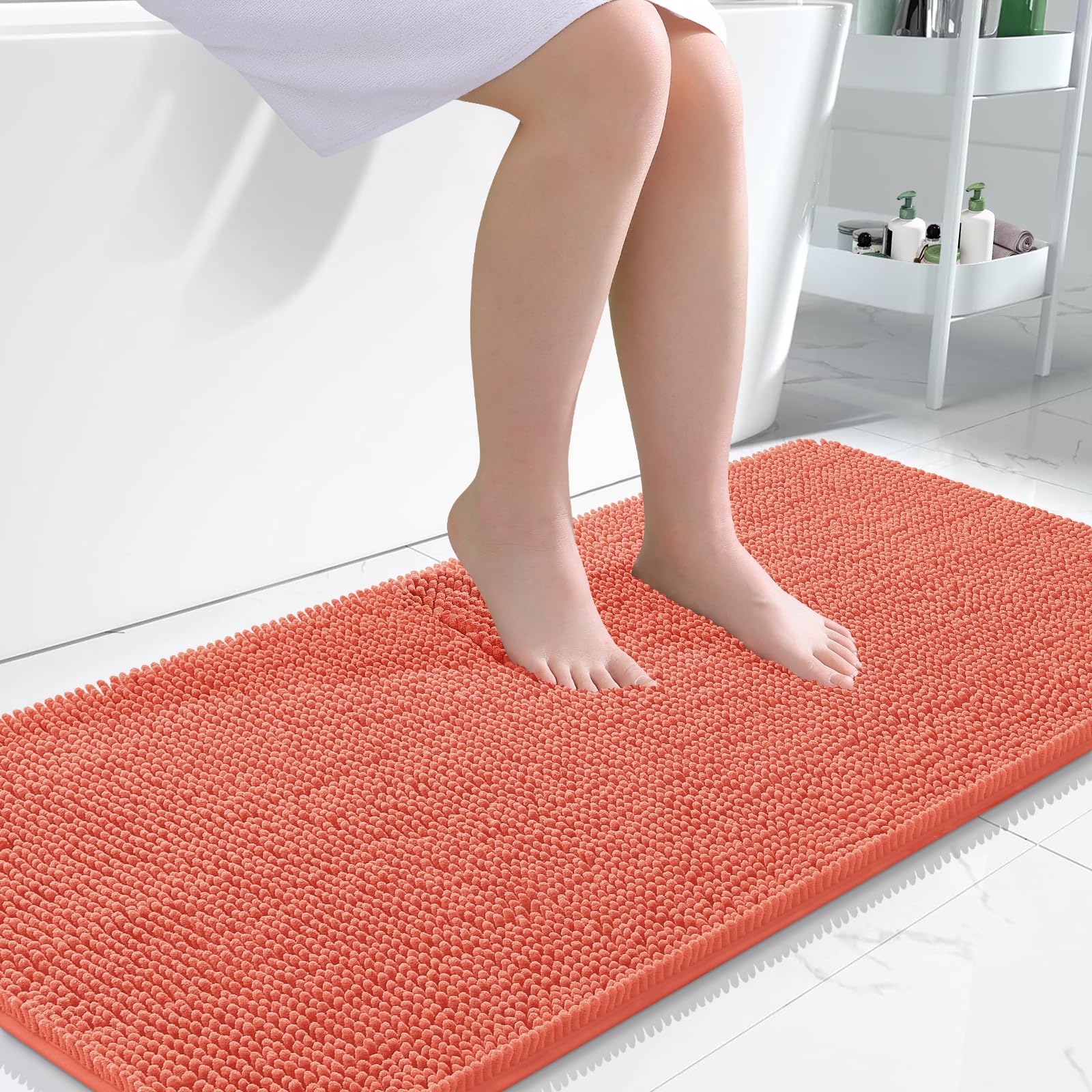 OLANLY Bathroom Rugs 47x24, Extra Soft Absorbent Chenille Bath Rugs ...