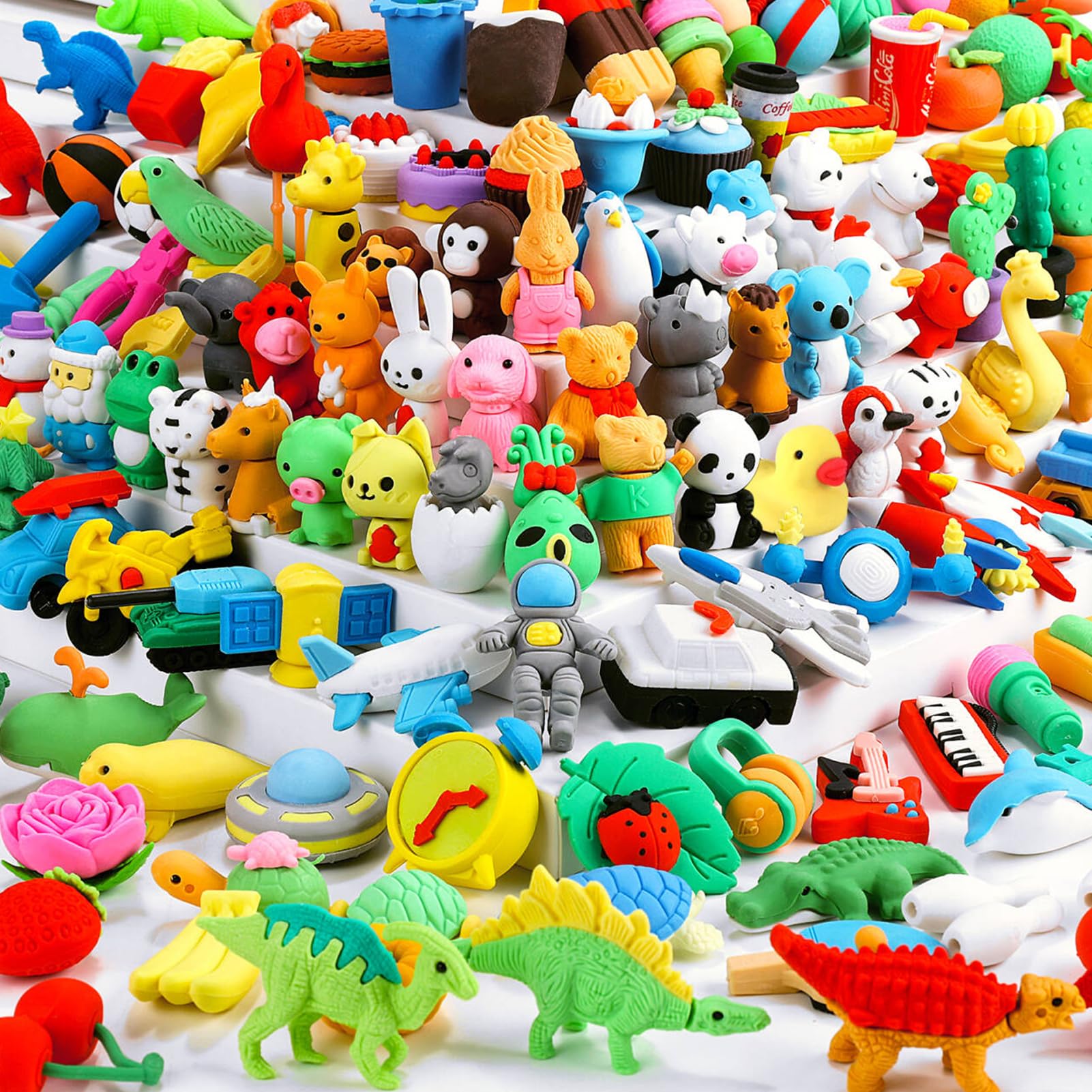 URSKYTOUS 150Pcs Animal Erasers Kids Desk Pets Pencil Erasers 3D Puzzle ...
