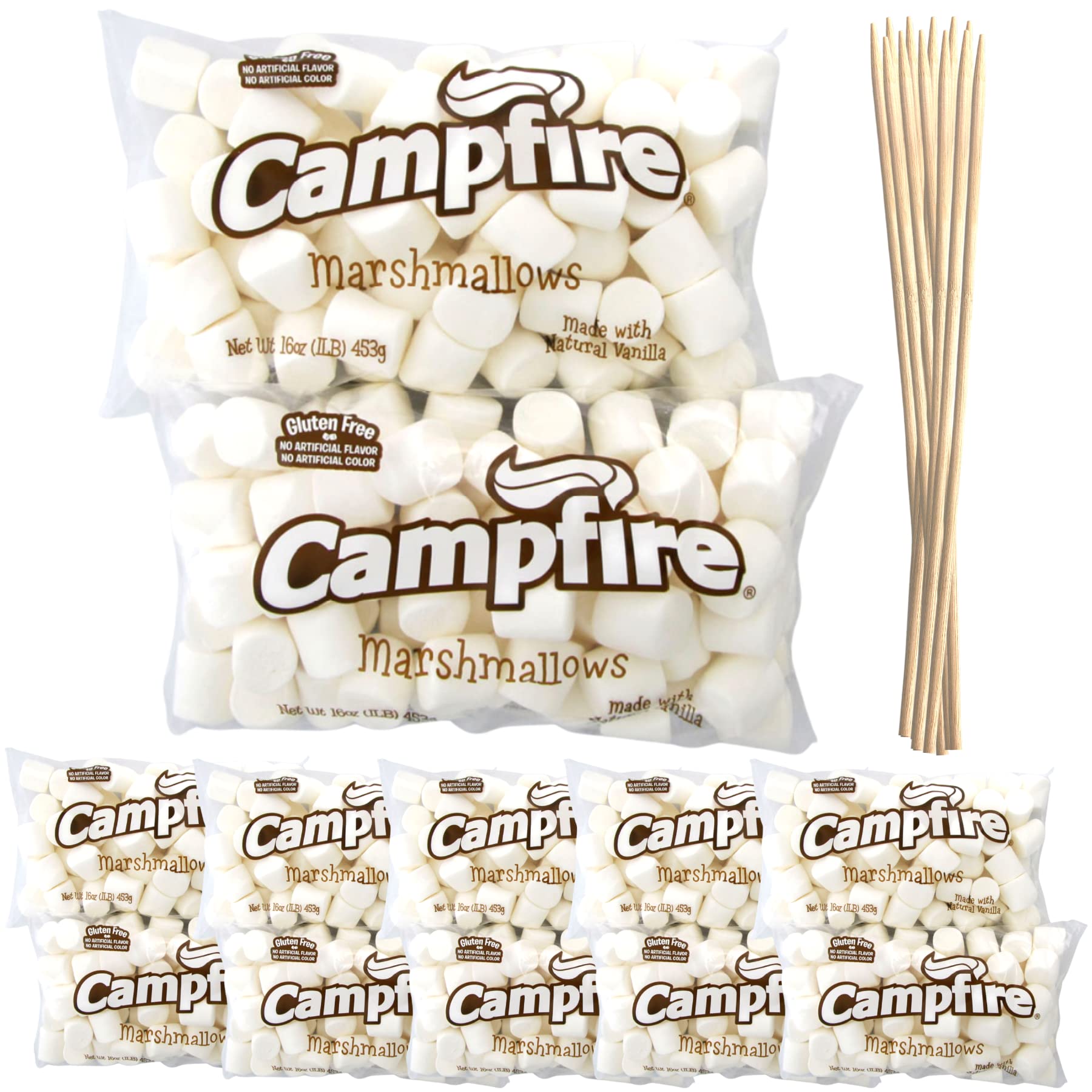 FireStix Case Pack 12 Pounds Bulk Campfire Marshmallows with (100 ...