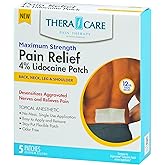 Amazon.com: Thera|Care Maximum Strength OTC Pain Relief Patch | 4% Lidocaine Patch | 3.9” x 5.5 ...