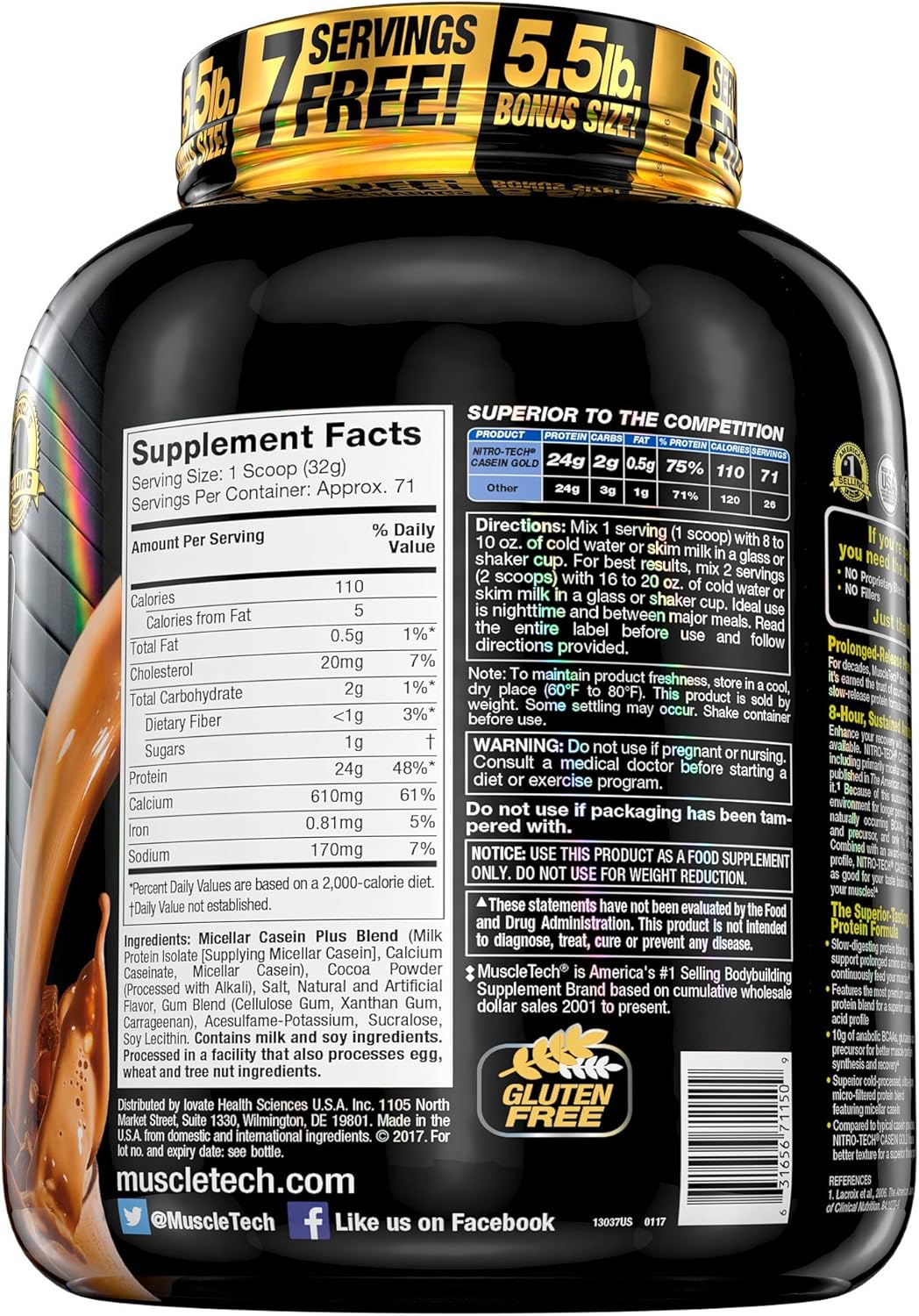 Performance Series Nitro Tech Casein Gold Powder, Chocolate Supreme ...