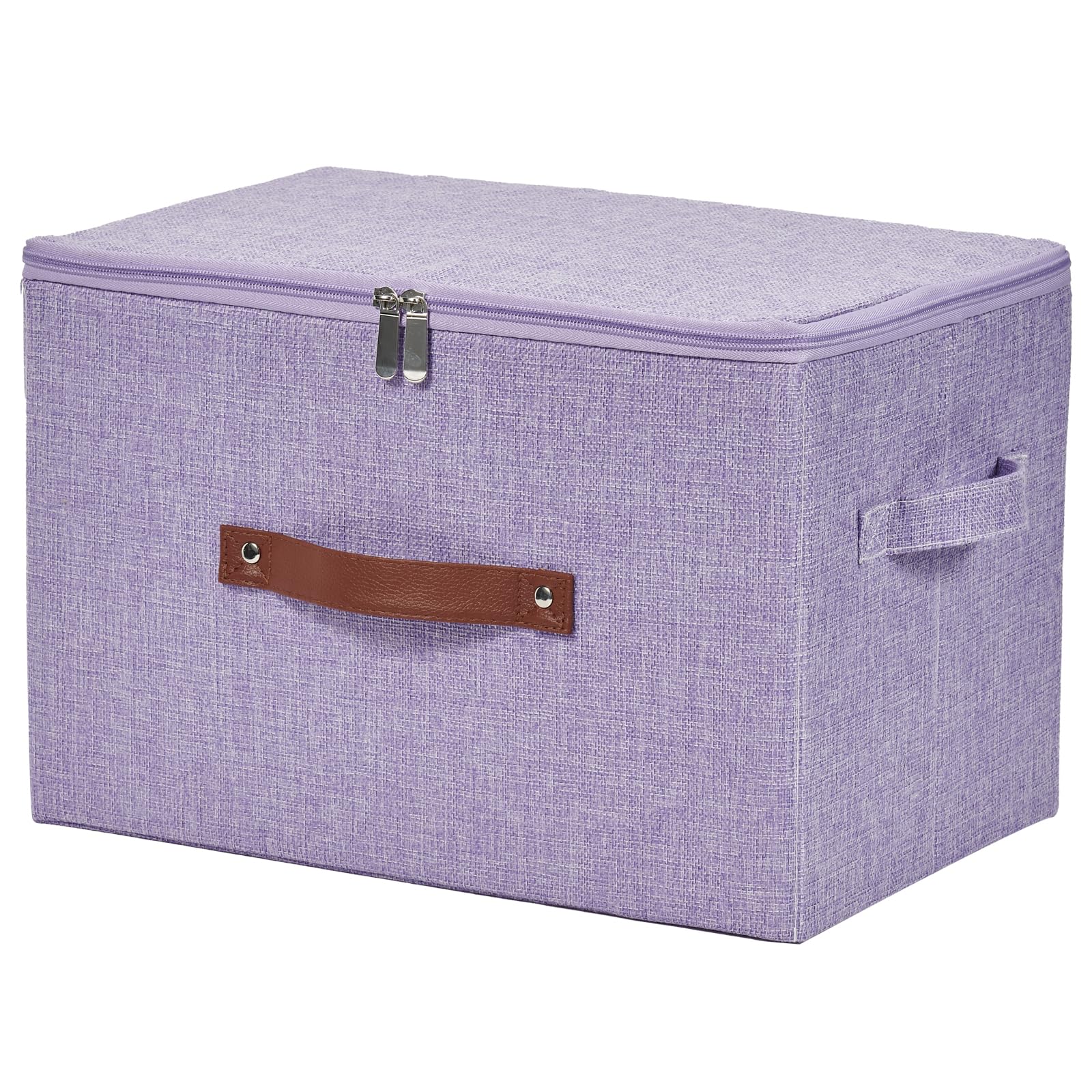 VinneGenzz Storage Bins with Zipper Lid Cotton Linen Fabric Lidded ...