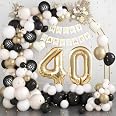 Amazon.com: 40th Birthday Decorations Black Gold Sand White,40th ...