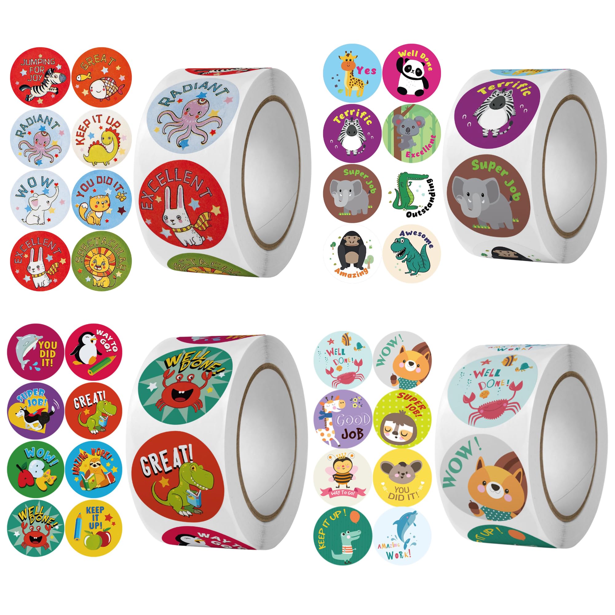 2000 Pieces Reward Stickers for Kids Classroom 4 Rolls Teacher Reward ...