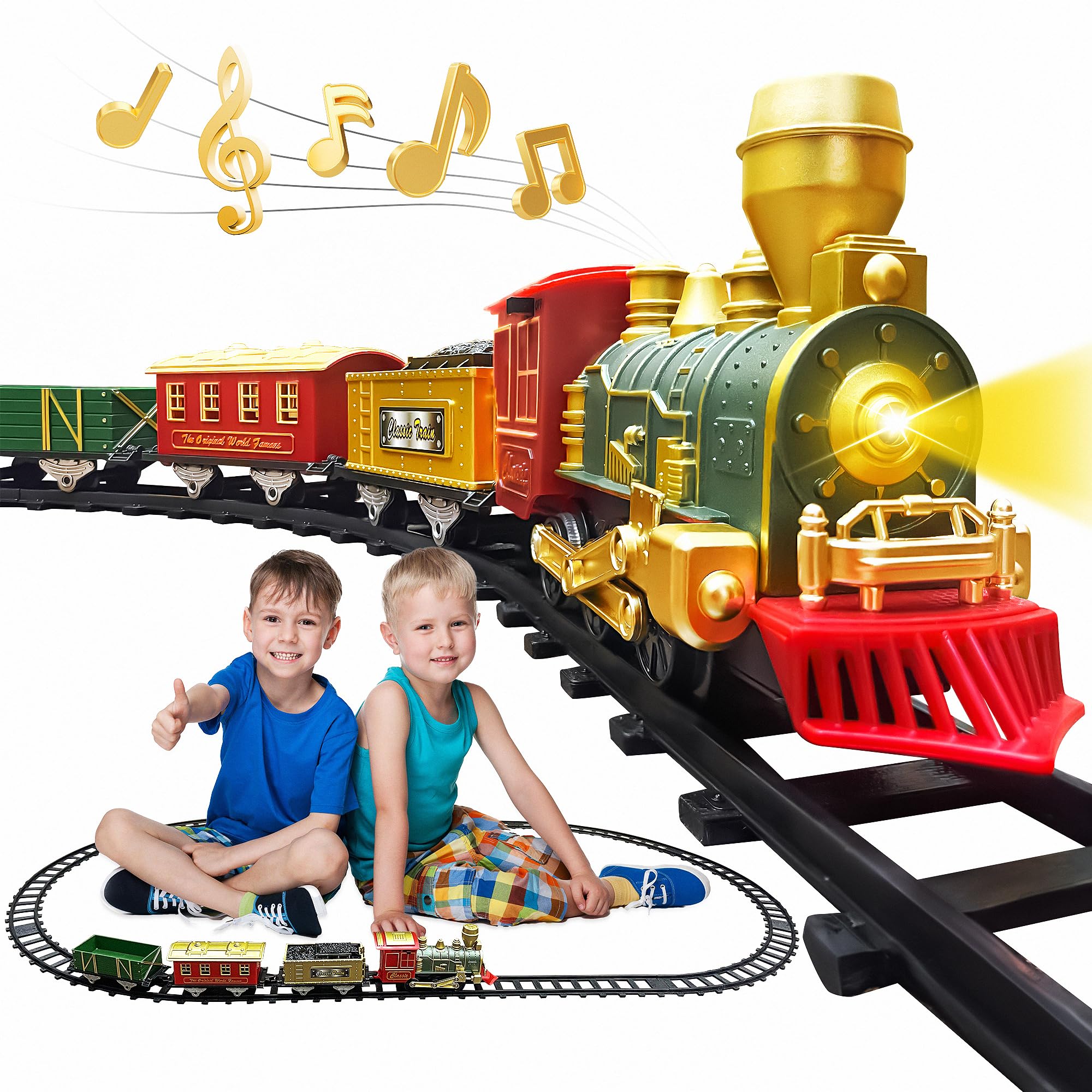 Train Set - Christmas Train Toys, Battery-Powered Locomotive Engine ...