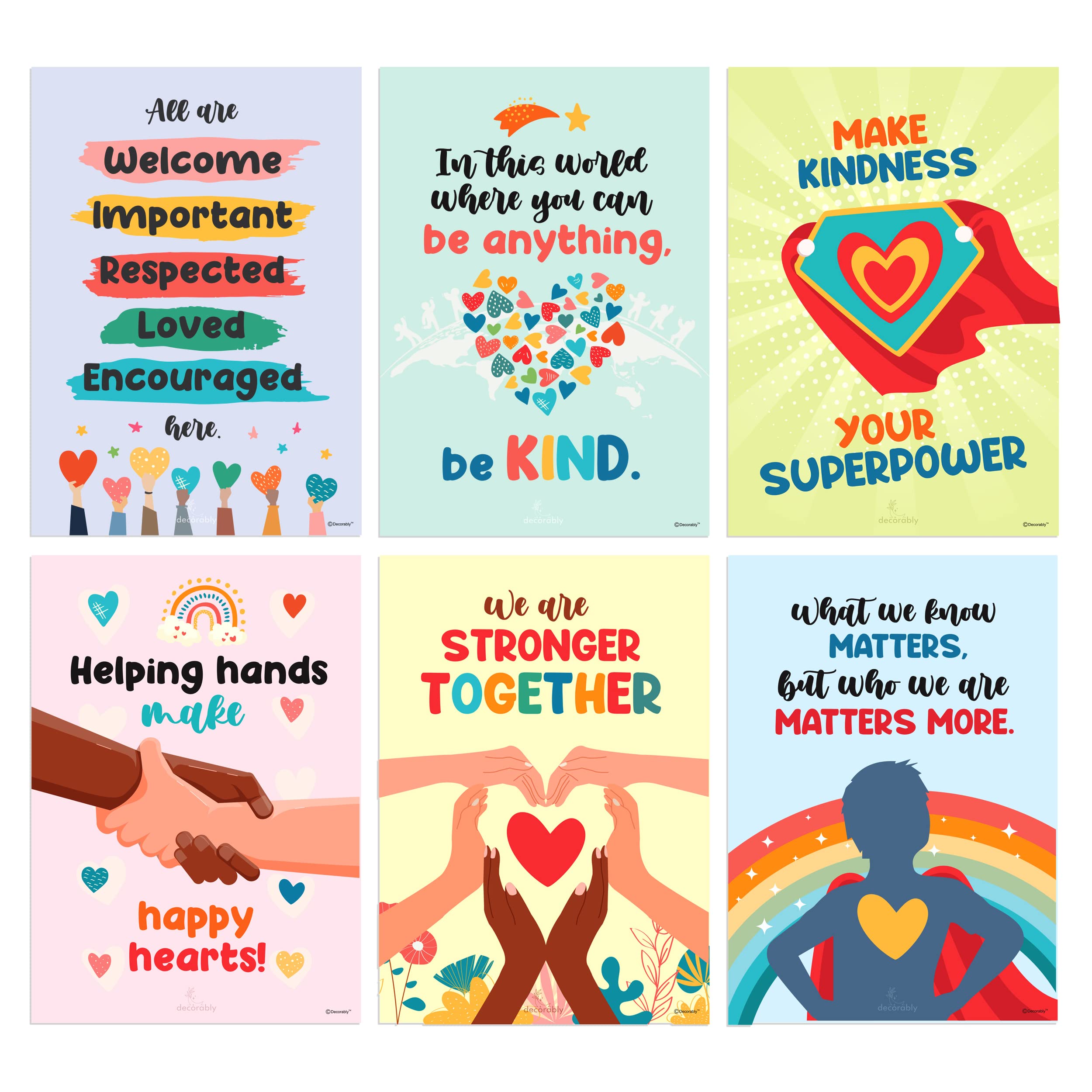 Mua Decorably 6 Kindness Posters for Classroom - Kindness Banner ...