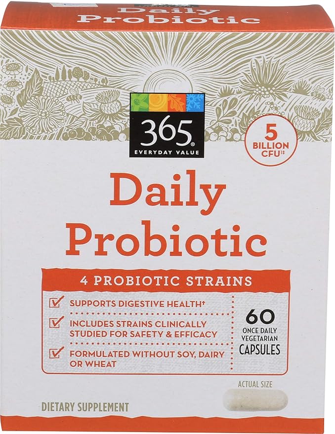 Amazon.com : 365 Everyday Value, Daily Probiotic 5 Billion CFU, 60 ct ...