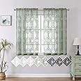 Amazon.com: Aiyufeng Suri Sage Green Sheer Curtains 45 Inch Length for Bedroom, Light Filtering ...