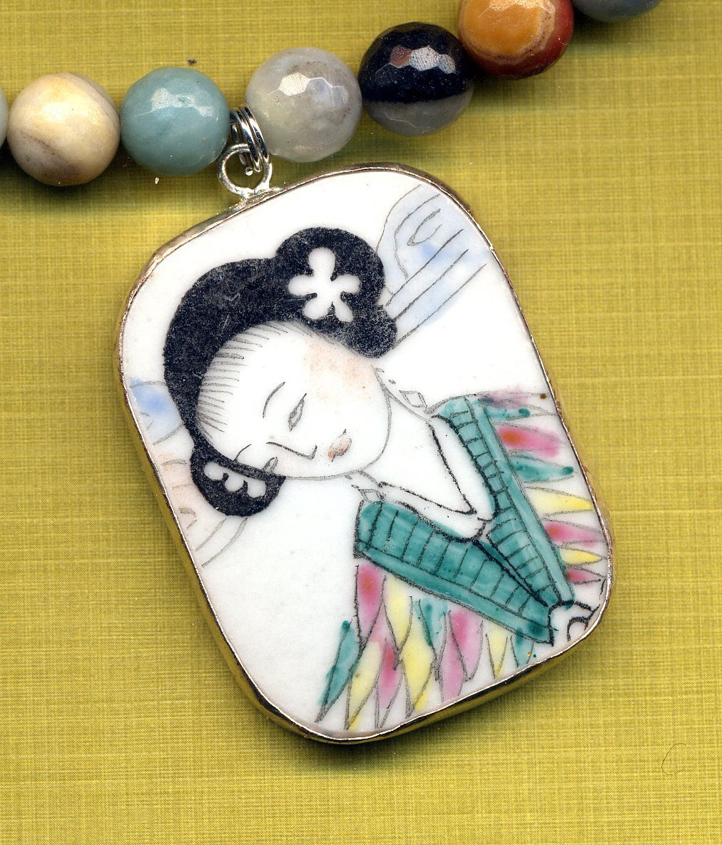 Amazon.com: Amazomite Necklace, Geisha Necklace, Ming Pottery Style ...