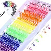 Amazon.com: Colored Lash Clusters Individual Lashes D Curl 14mm 16mm Mixed 6 Colors Rainbow DIY ...