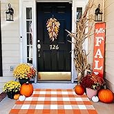 Amazon.com: Fall Outdoor Rug Orange Buffalo Plaid Outdoor Rug Cotton ...