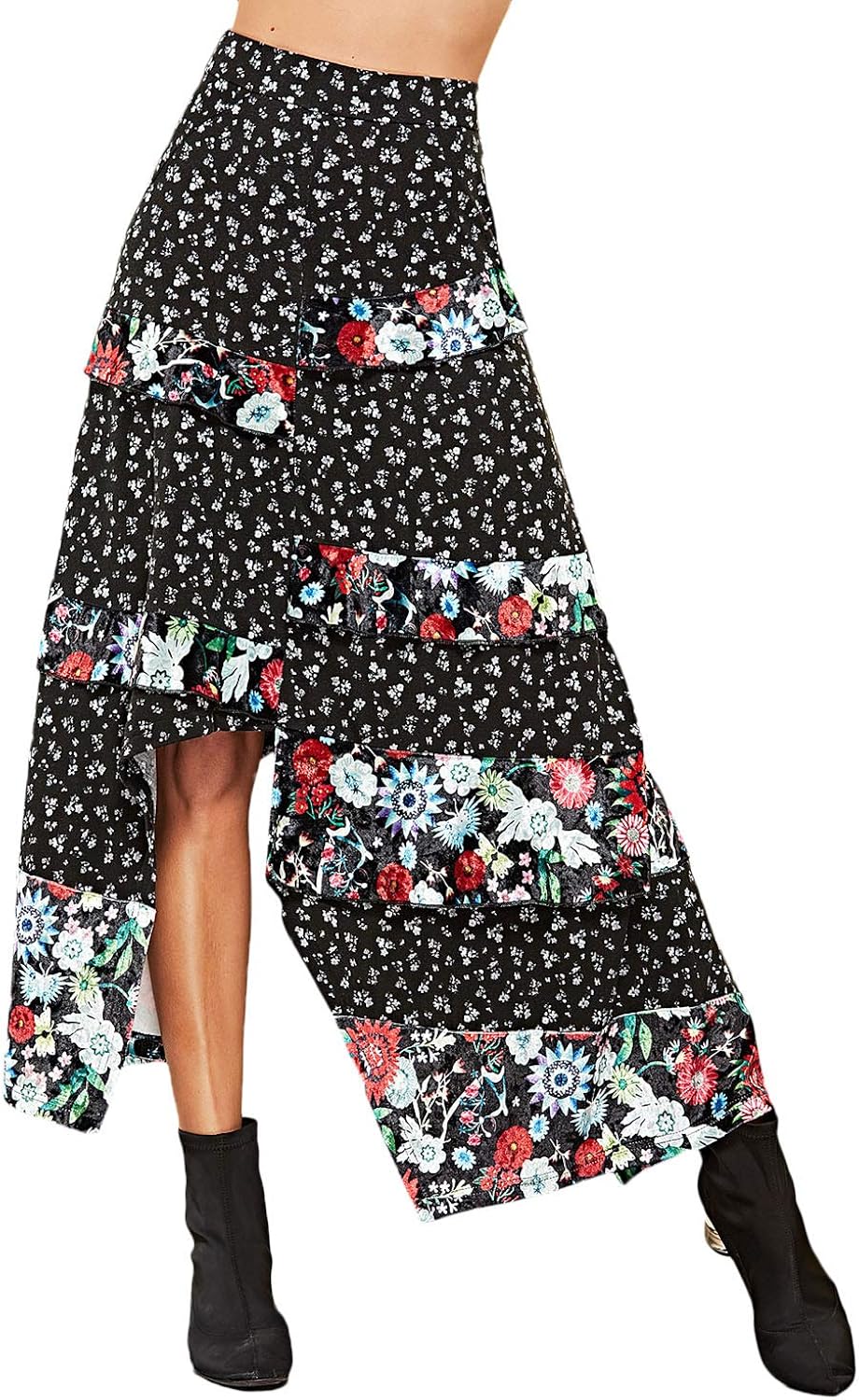 Röcke Damen Sommer Vintage Festliche Faltenrock Asymmetrisch Irregular ...