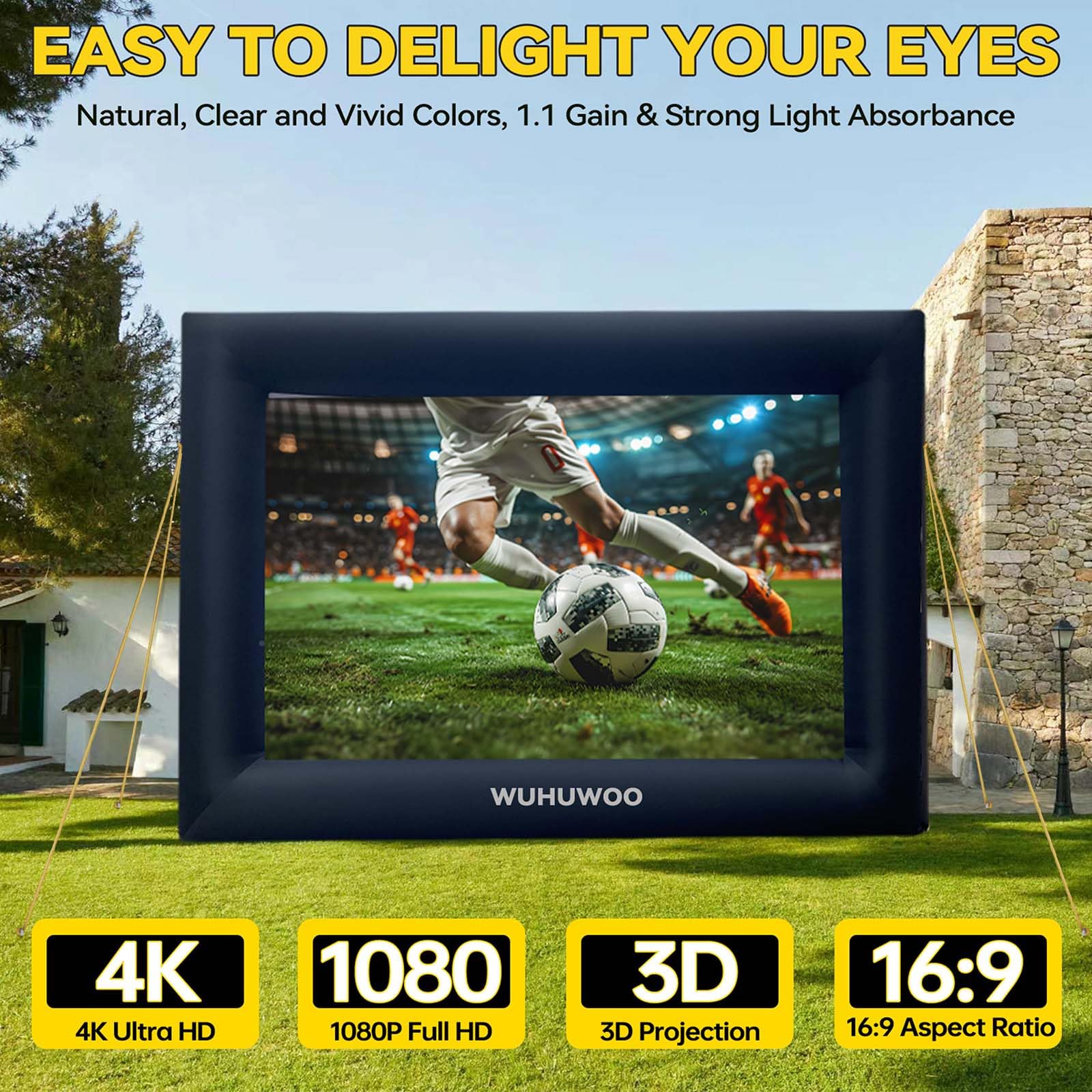 Inflatable Movie Screen Outdoor, 20FT Blow Up Projector Screen For ...