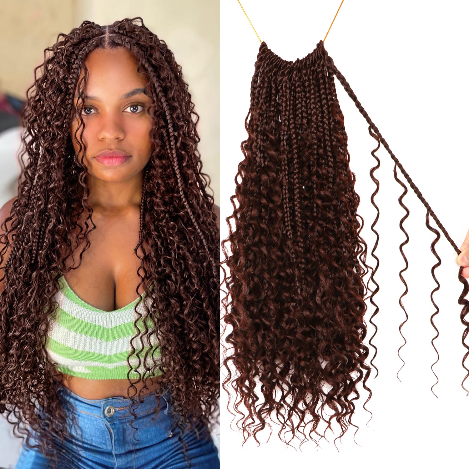 Goddess Boho Box Braids Crochet Hair-8 Packs 18 Inch Crochet Box Braids ...