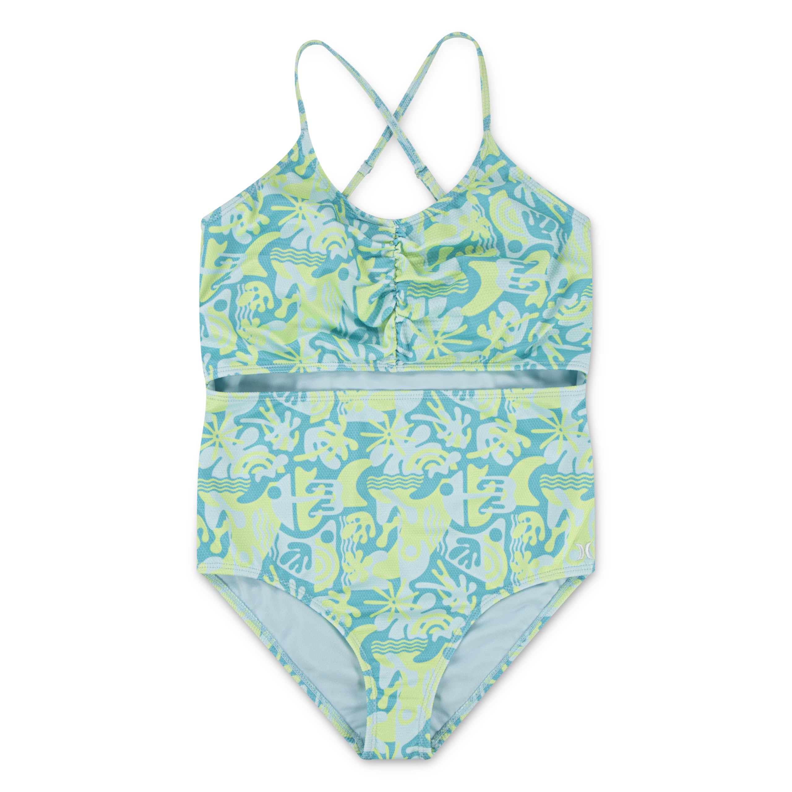Hurley Girls' 1-Piece Cut Out Swim Suit, Turquoise Waves for sale ...