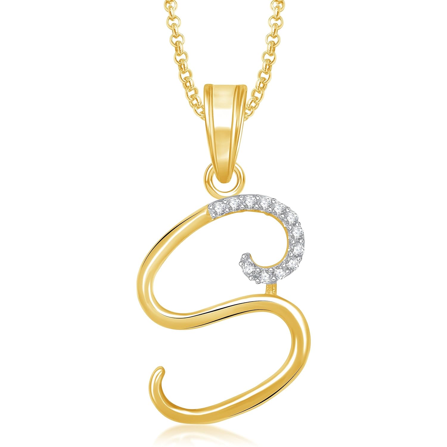 Buy Valentine Gifts MEENAZ Gold Plated 'S' Letter Pendant Locket ...