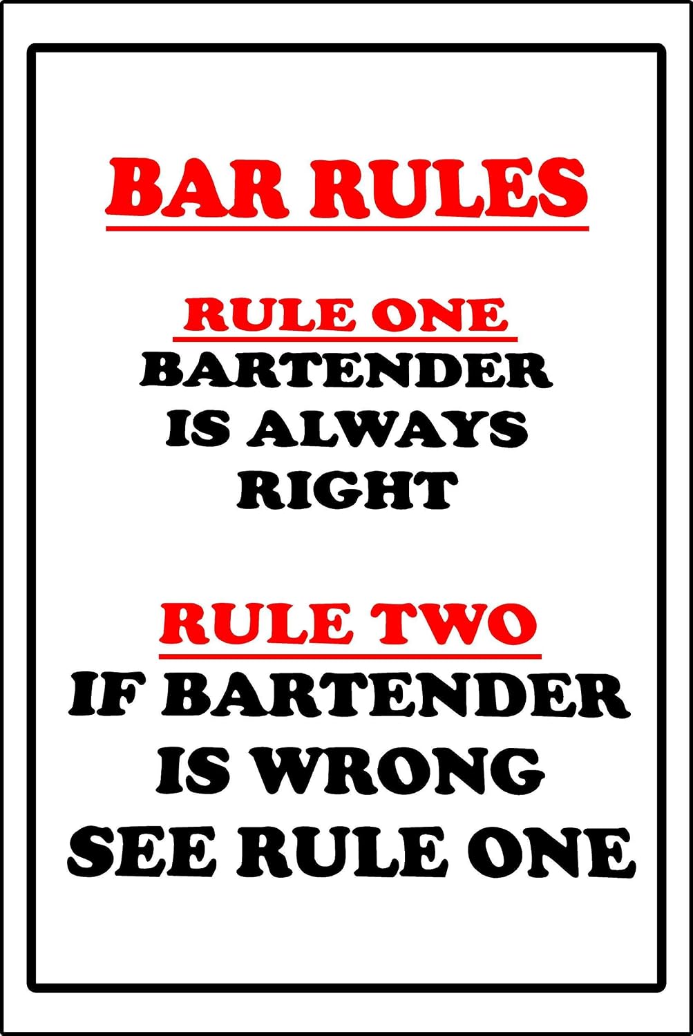 Bar Rules Bartender Always Right Sign Funny Bar Games Room Birthday Bar Rules Bartender Always Right Sign Funny Bar Games Room Birthday
