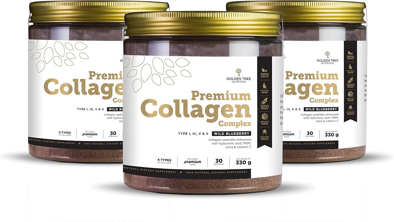 Golden Tree Premium Collagen Complex Powder, 330g, 30 Servings, 4 Types ...