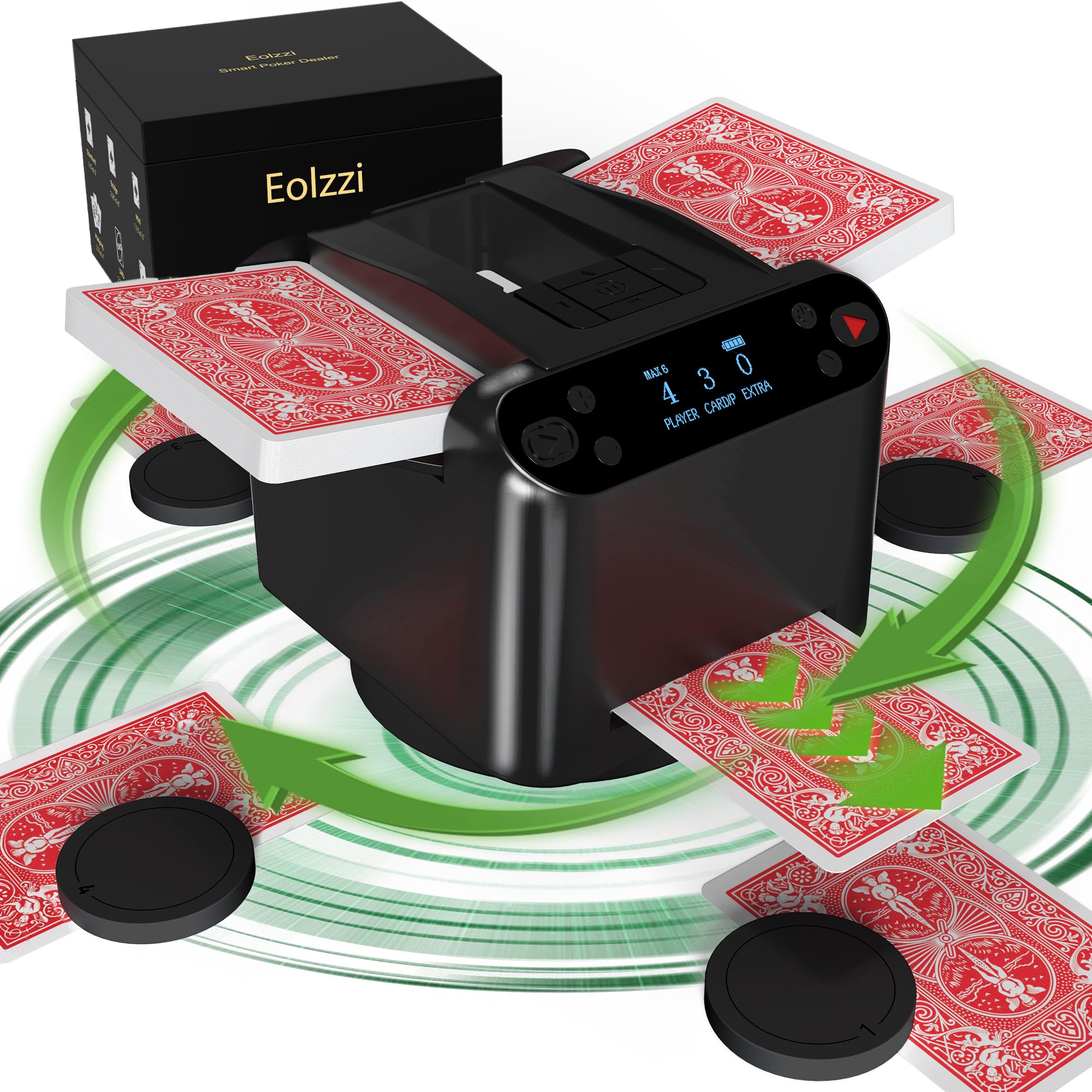 Automatic Card Shuffler and Dealer Machine 360° Rotation, Supports 12 ...