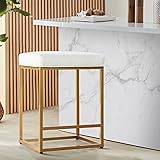 Amazon.com: PHI VILLA White and Gold Bar Stools Set of 4 - Modern Metal ...