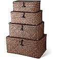 Amazon.com: Woanger Set of 4 Wicker Storage Baskets Organizer，Handwoven ...