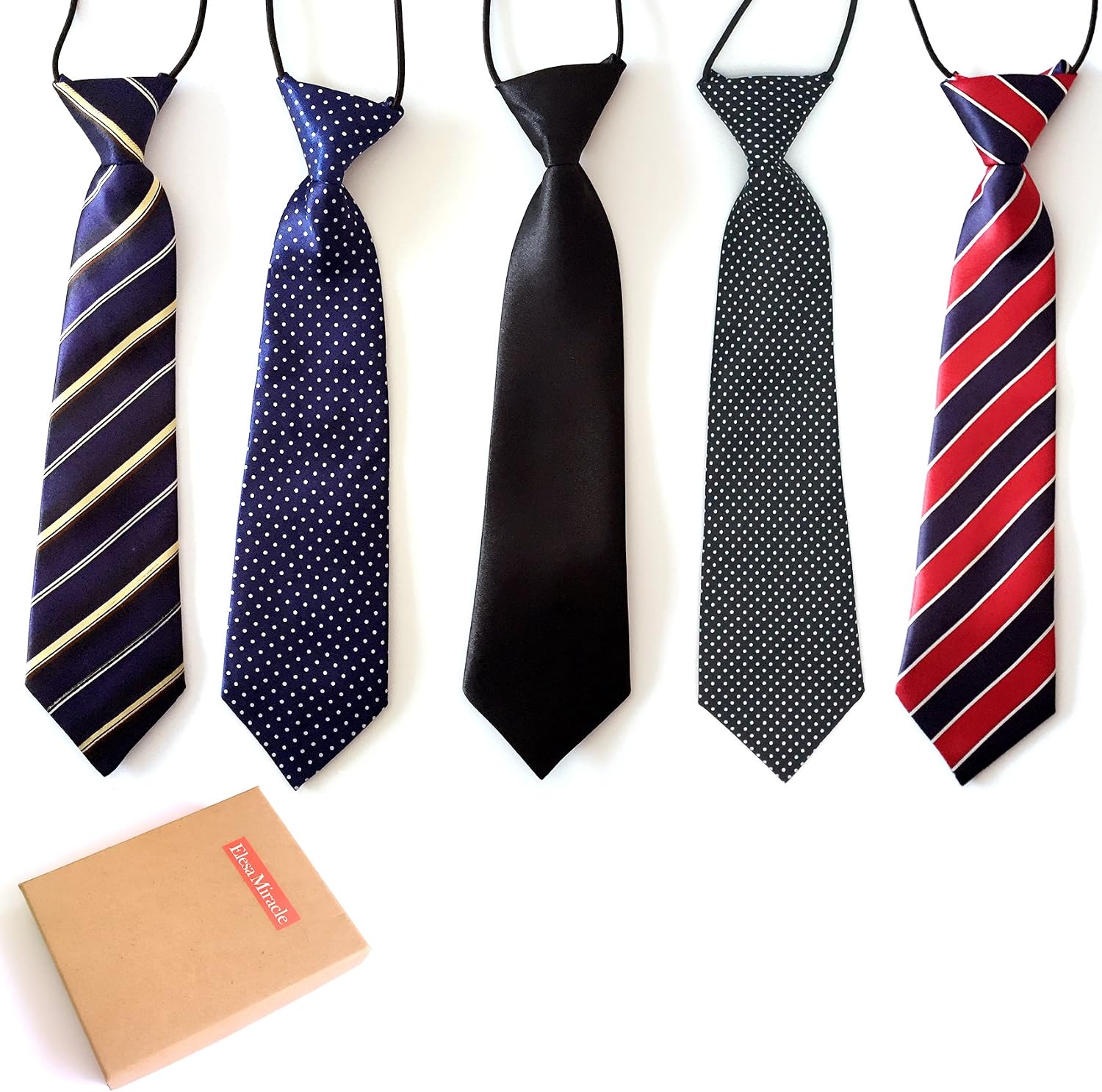 Amazon.com: Elesa Miracle Pre-Tied Elastic Neck Strap Tie Little Boys ...