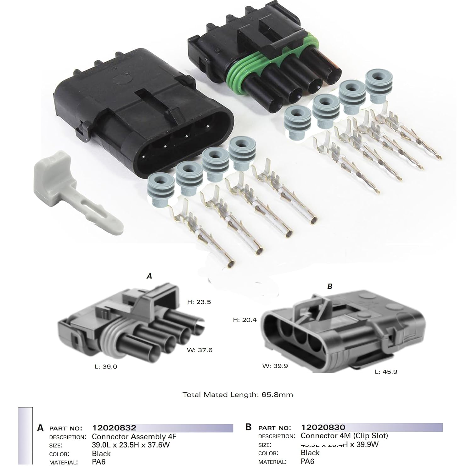 Terminal Kit 10 12 Delphi Packard Weatherpack 10 12 GA Waterproof 18 20 ...