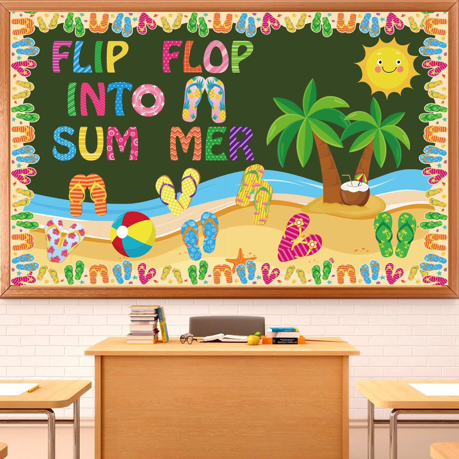 Pasimy Summer Bulletin Board Decorations Set Beach Paper Cutouts Flip ...