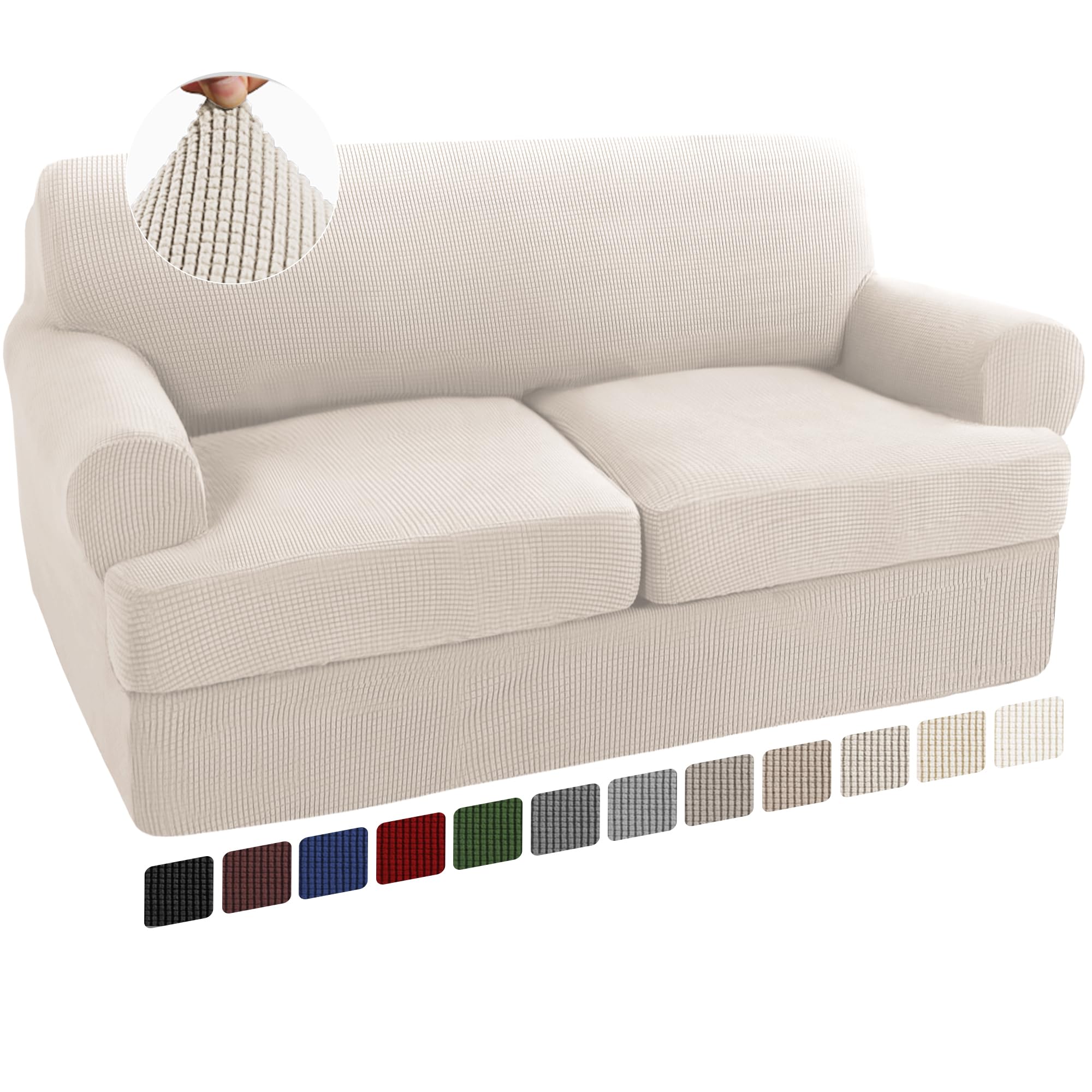 Turquoize 3 Piece T Cushion Loveseat Slipcovers Sofa Cover for 2 ...