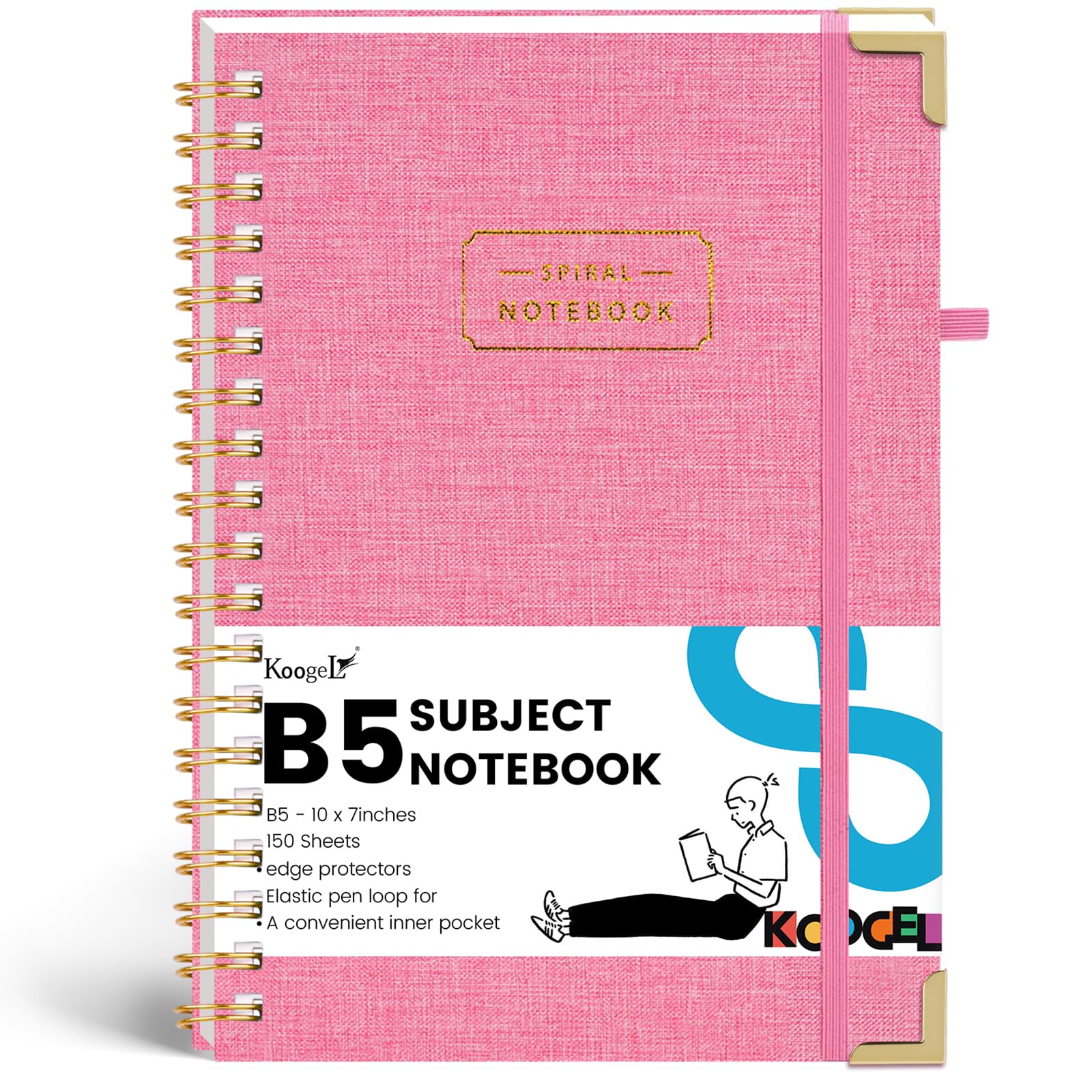 Koogel Hardcover Spiral Notebook, Pink Aesthetic Notebook Lined Journal ...