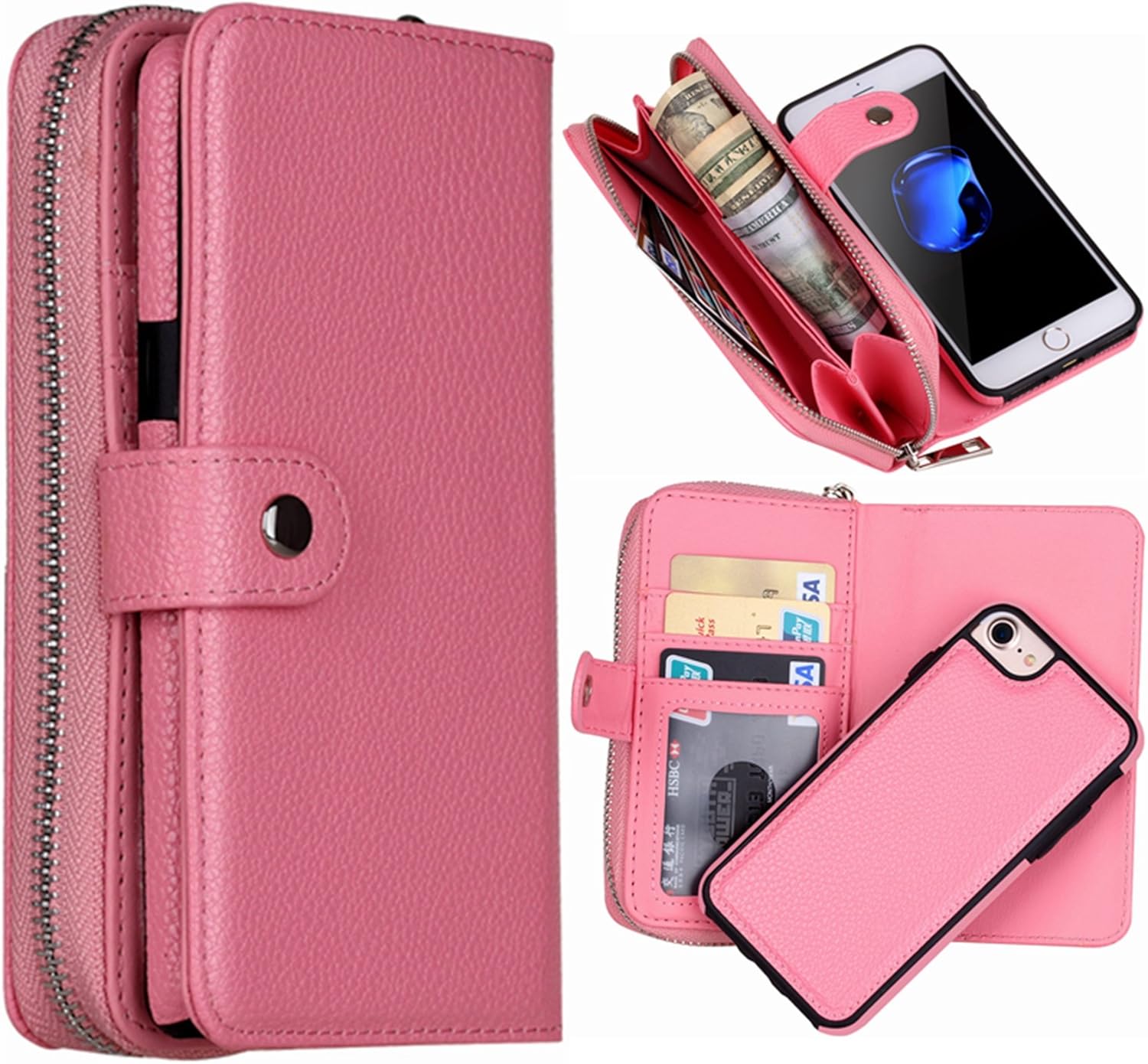 iPhone 8 Wallet Case, iPhone 7 Case Hynice Magnetic Detachable Wallet ...