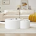 Amazon.com: LyuHome Nesting Coffee Table Set of 2, Modern Round Coffee Table End Table Set for ...