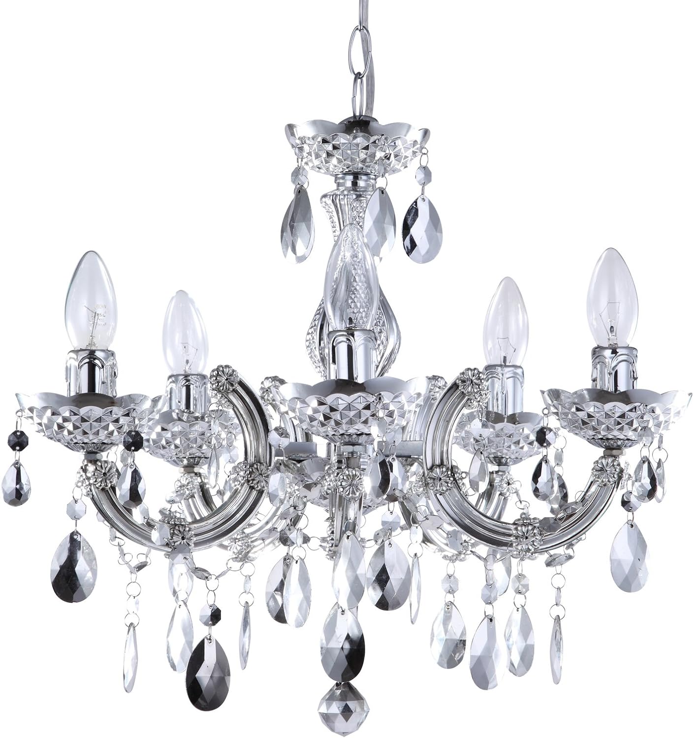 5 Light Dual Mount Chandelier Marie Therese White, Chrome, Multi ...