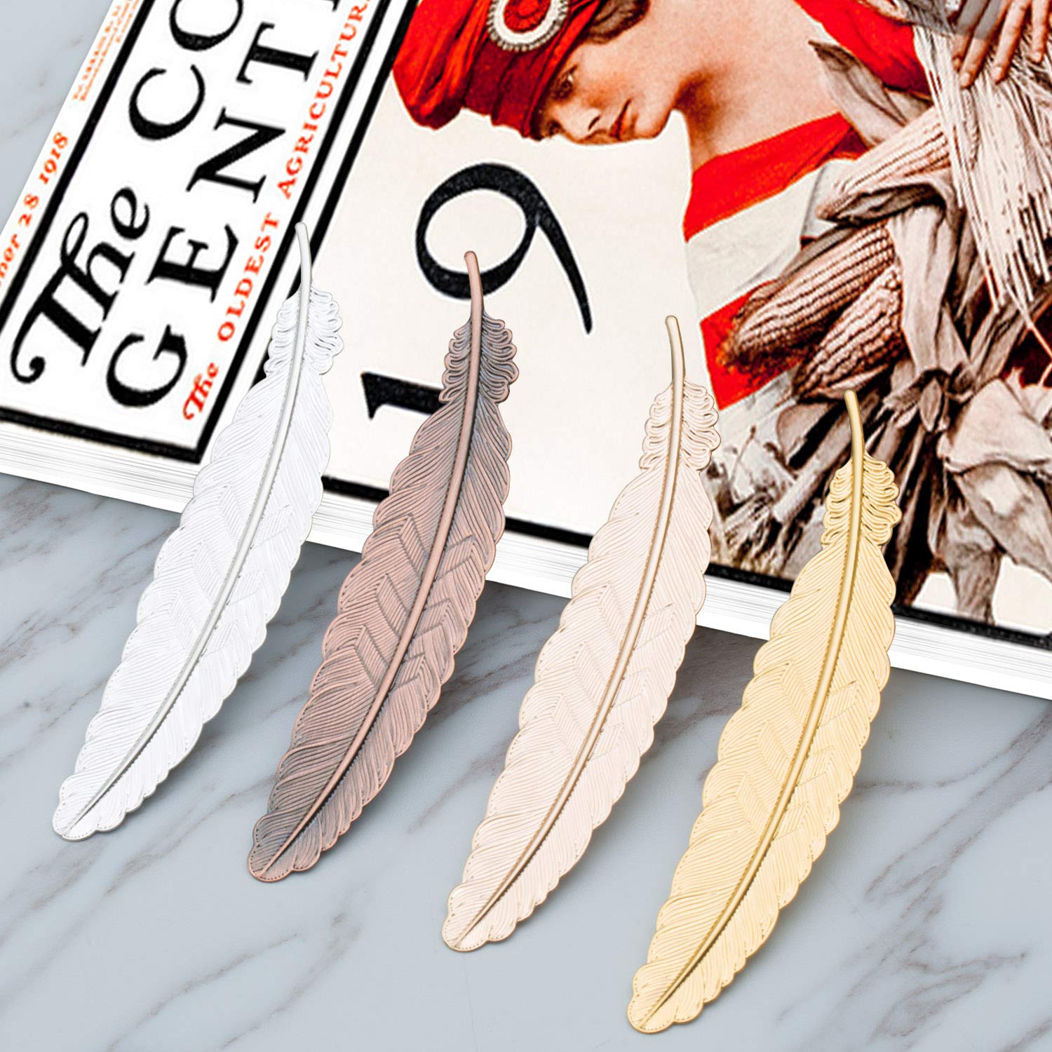 30 Piezas Marcapáginas Coloridos en Forma de Pluma Metal Marcador de ...