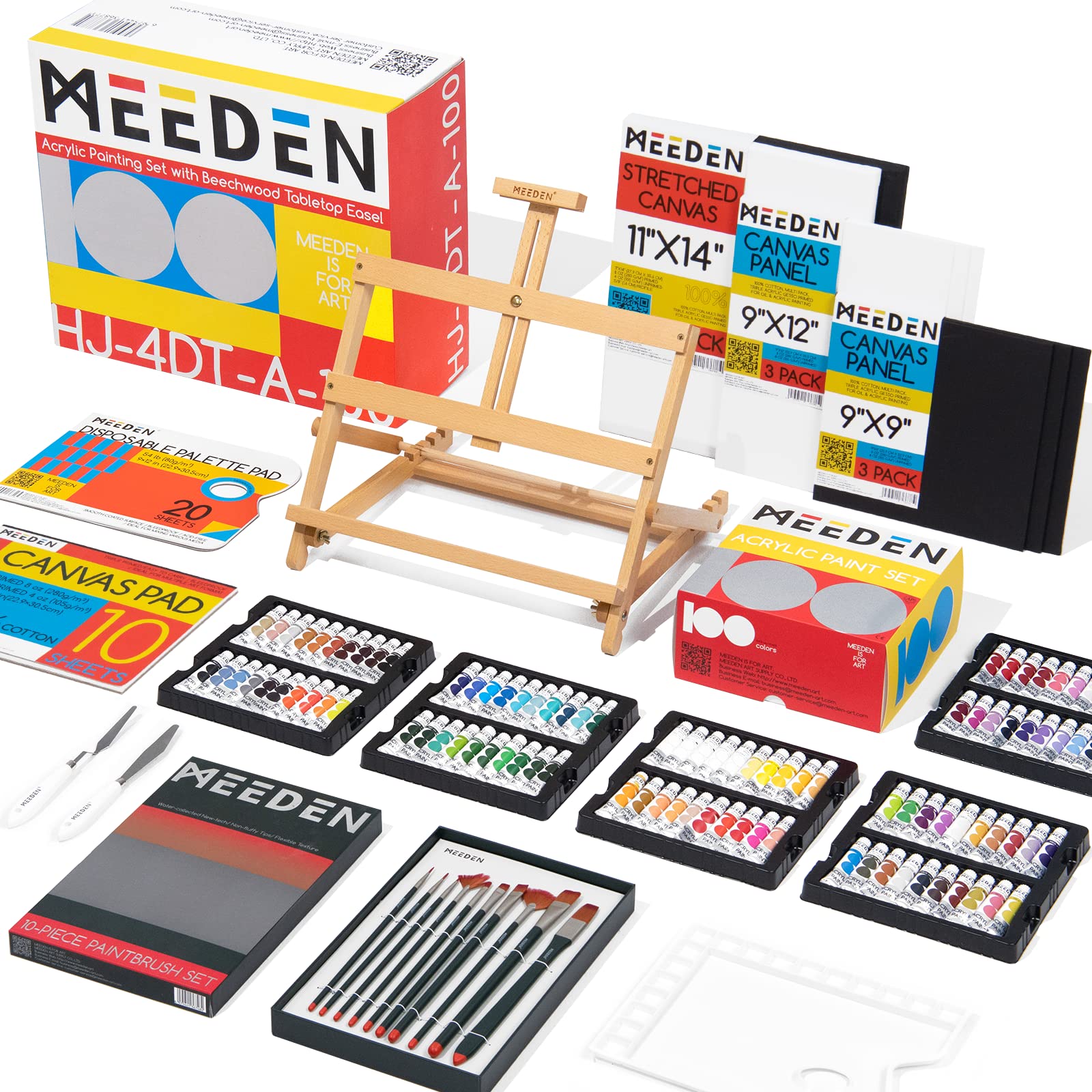 MEEDEN Acrylic Paint Set, 100 Colors Acrylic Paint Tubes, 125-Piece Acrylic Painting Kits with ...