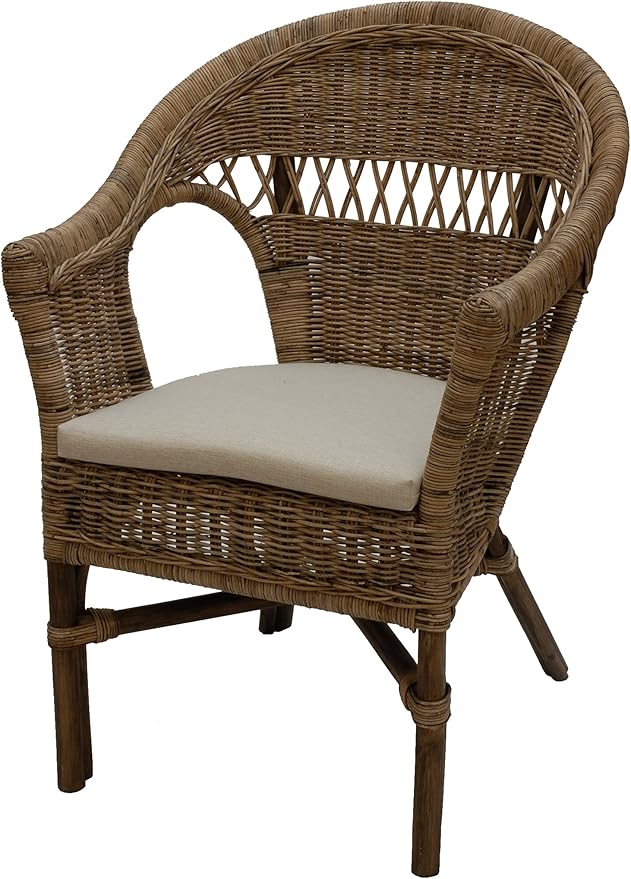 Stapelbarer Rattansessel mit Sitzpolster Korbsessel aus echtem Rattan ...