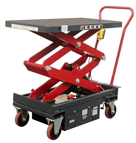 Pake Handling Tools DC Powered Double Scissor Lift Table, 2000 lb. Cap ...