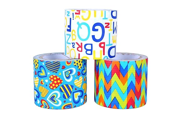 Patterned Duct Tape, Set of 3 Rolls, 5m Long 4.8cm Wide (Colourful ...